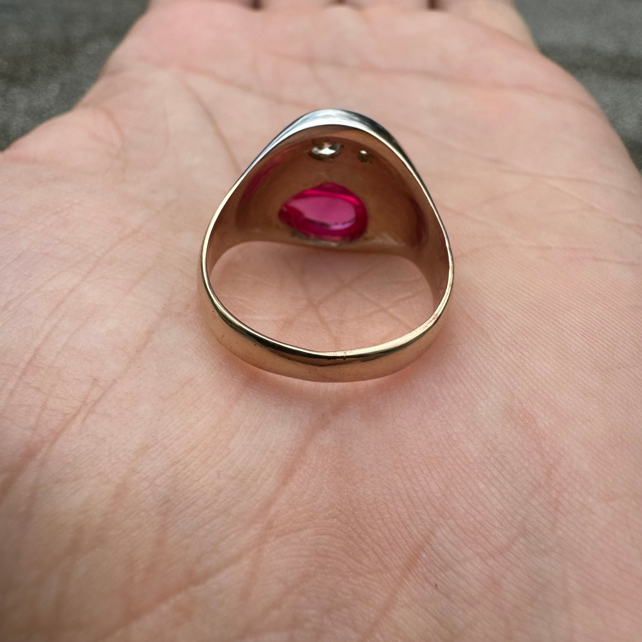 Vintage 14k Gold Tony Soprano Natural Diamond/Spinel Pinky Ring (7.75 ...