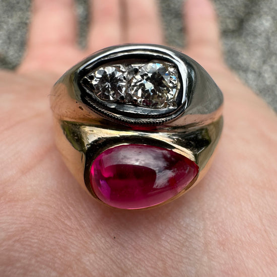 Vintage 14k Gold Tony Soprano Natural Diamond/Spinel Pinky Ring (7.75 ...