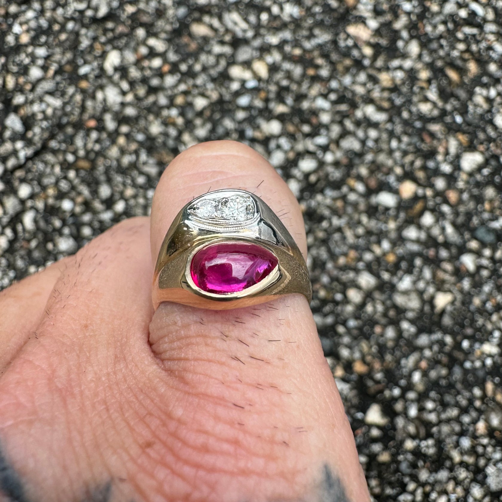 Vintage 14k Gold Tony Soprano Natural Diamond/Spinel Pinky Ring (7.75 ...