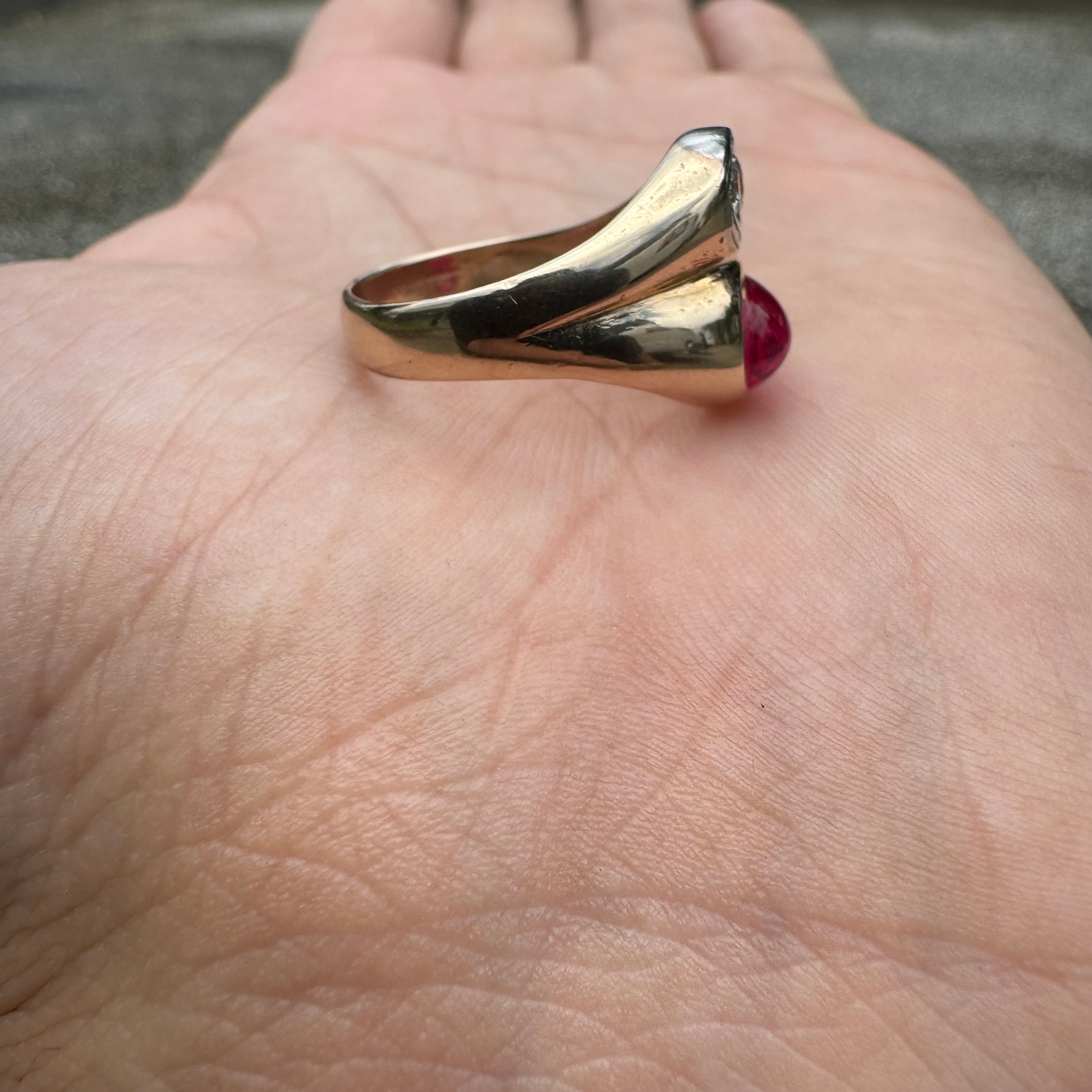 Vintage 14k Gold Tony Soprano Natural Diamond/Spinel Pinky Ring (7.75 ...