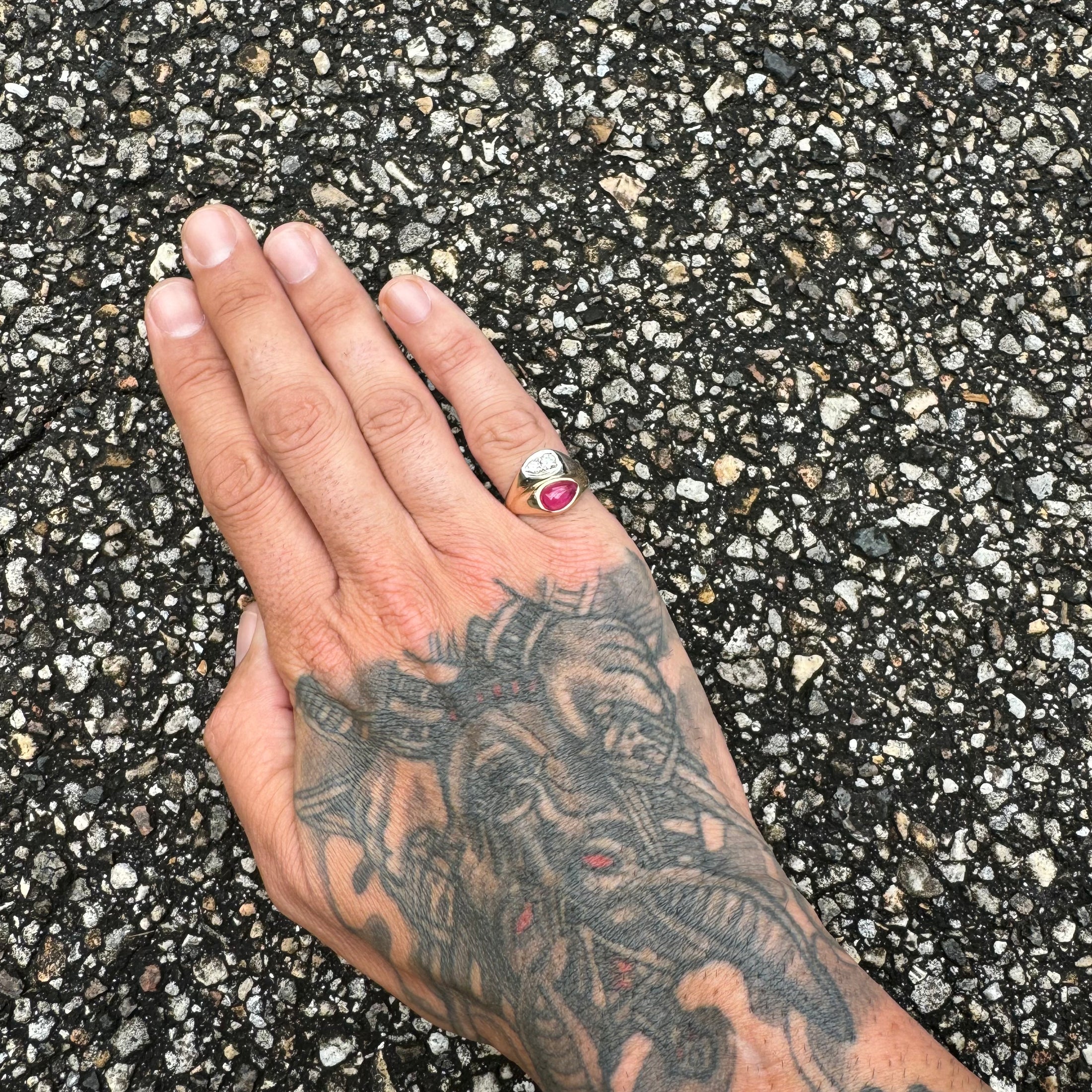 Vintage 14k Gold Tony Soprano Natural Diamond/Spinel Pinky Ring (7.75 ...